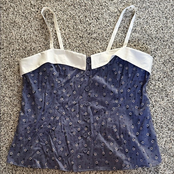 Unique Vintage | Tops | Unique Vintage Navy Floral Buttonup Top | Poshmark